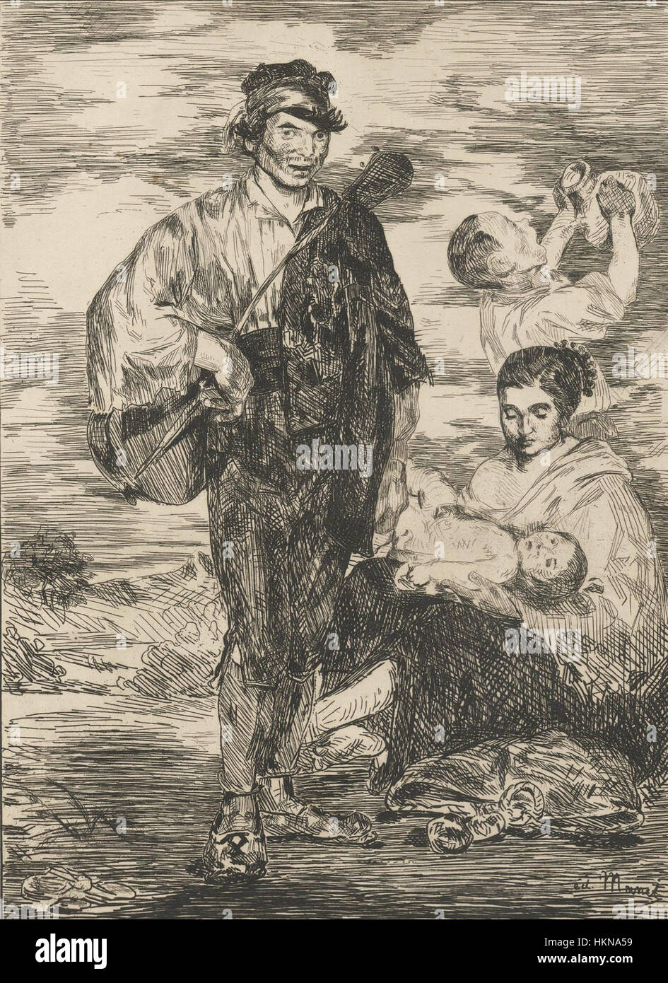 Édouard Manet's painting 'The Gypsies' portrays a group of gypsies ...