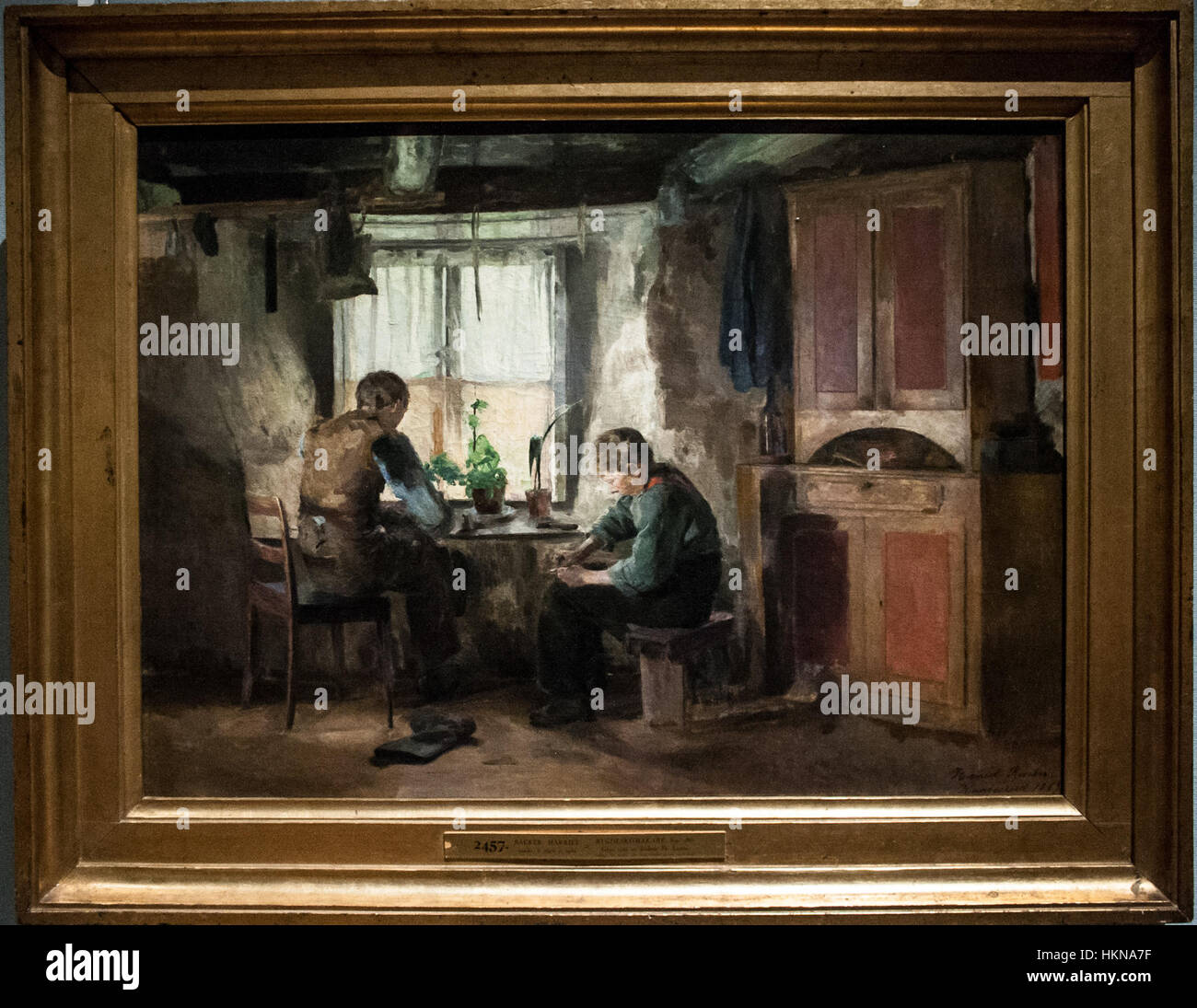 The painting *A Country Cobbler* by Backer captures the life of a rural ...