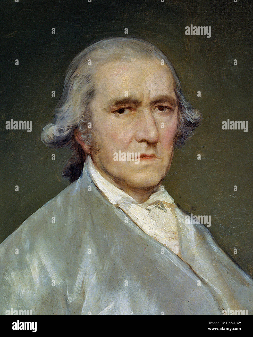 This detail from Francisco Goya's painting 'Bayeu por Goya' features ...