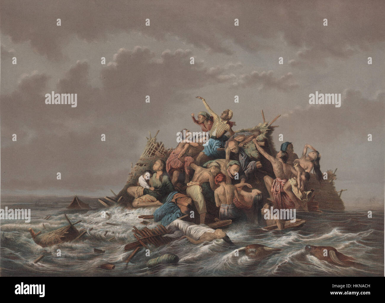 Raden Saleh's 'A Flood on Java' portrays a dramatic scene of a natural ...