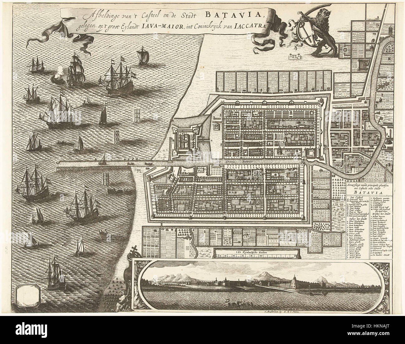 An 18th-century painting depicting the Castle and City of Batavia on ...