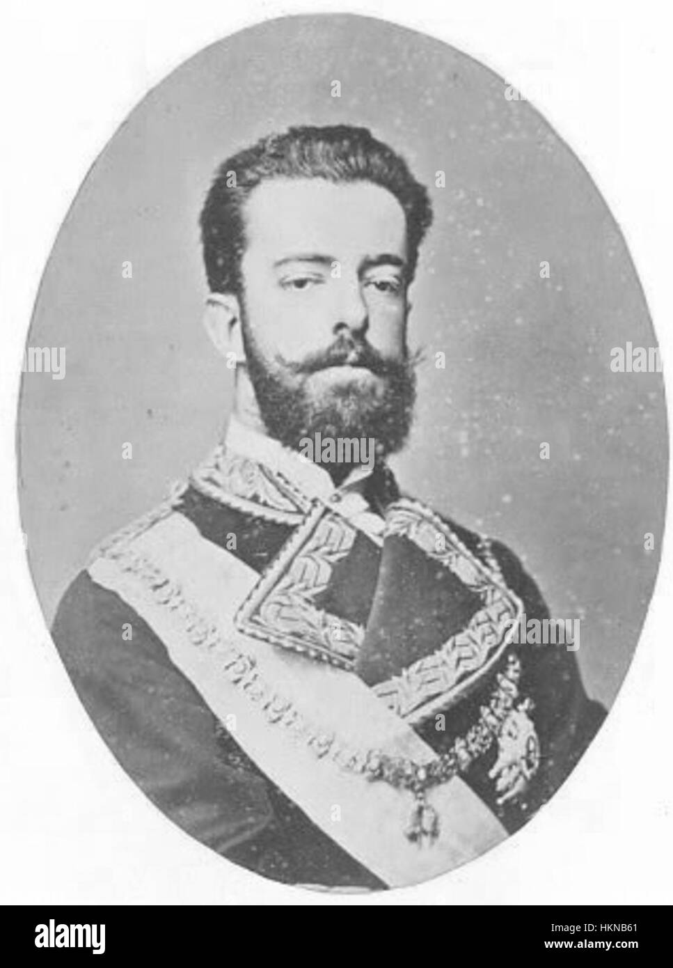 This portrait depicts Amadeo I of Spain, who ruled as king from 1870 to ...