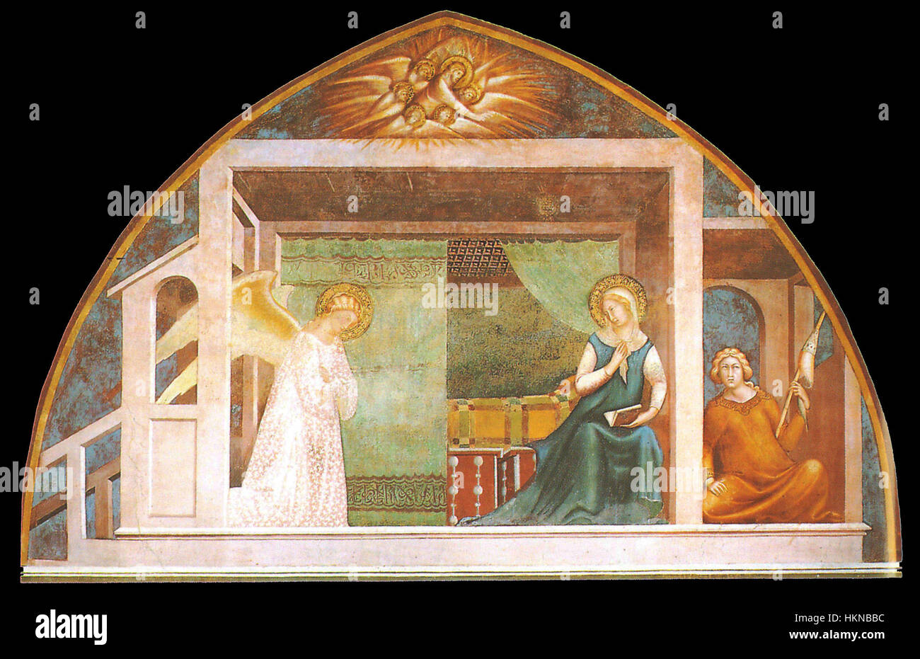 This painting, 'Annunciazione' by Memmo, depicts the biblical scene of ...