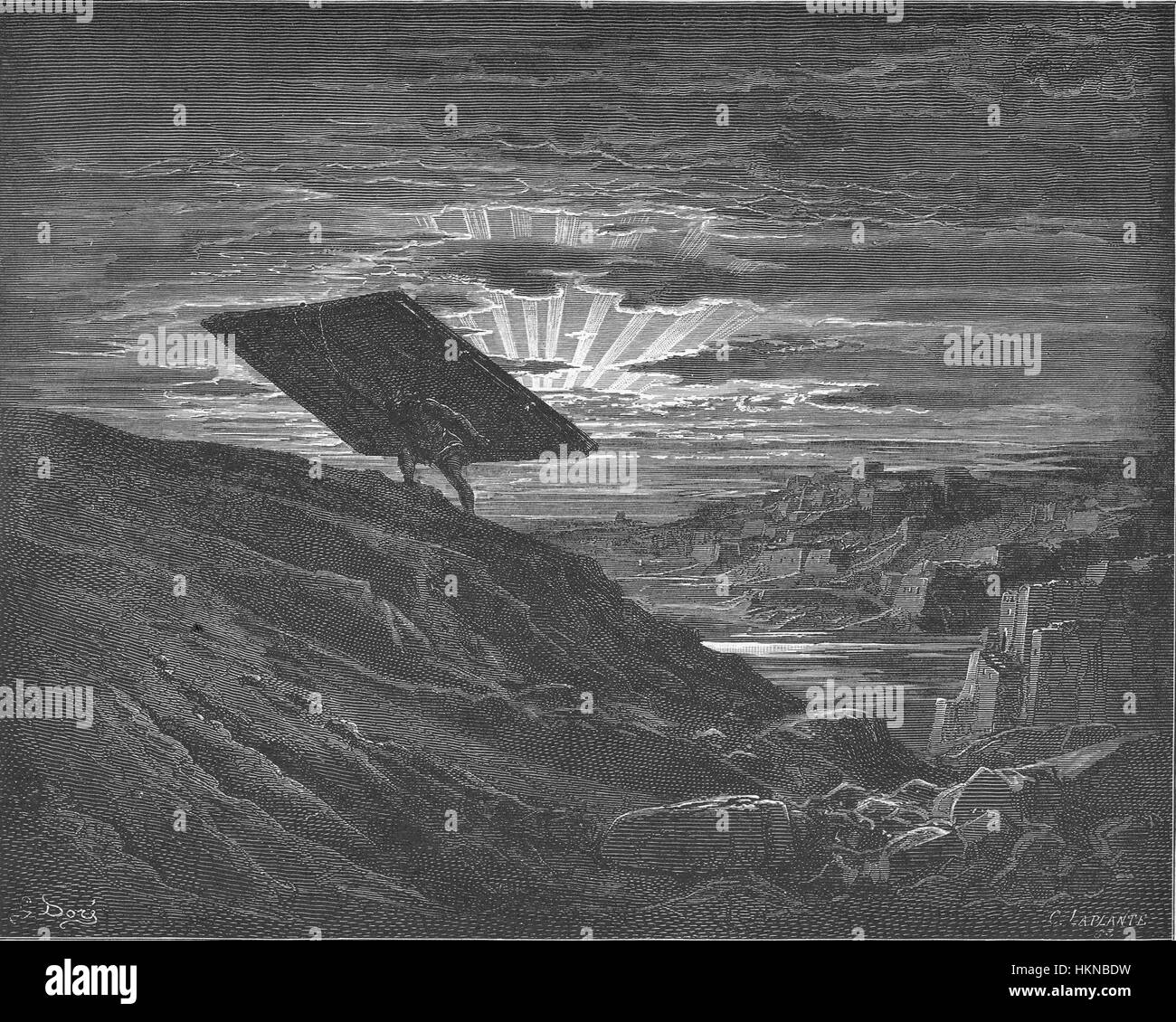 This artwork depicts the biblical story of Samson, as he carries away ...