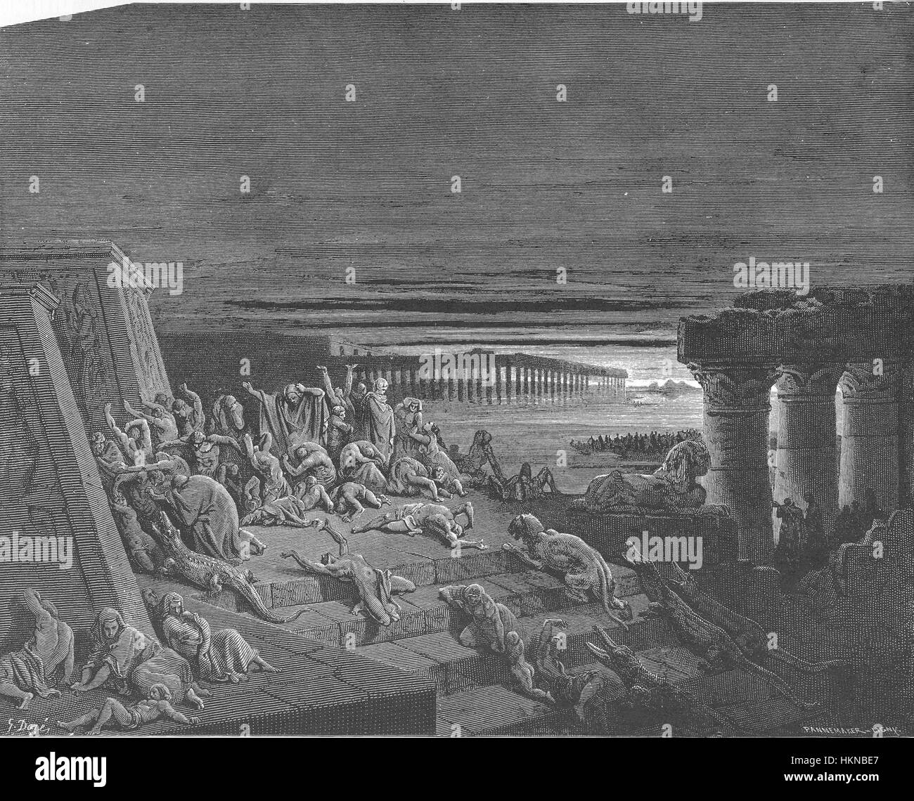 This artwork illustrates the Ninth Plague from the biblical story of ...