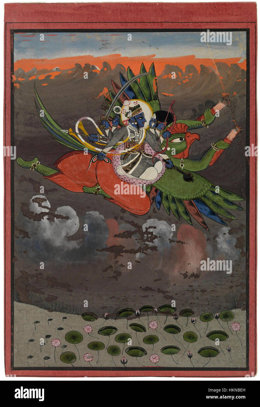 This 1775 painting, 'Vishnu Carried by Garuda Through a Stormy Sky ...