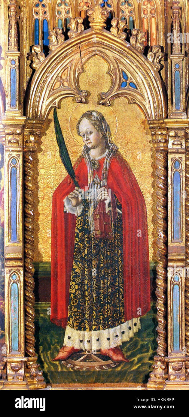 Benedetto Bemboâ€™s detailed polyptych *Madonna and Saints* at the ...