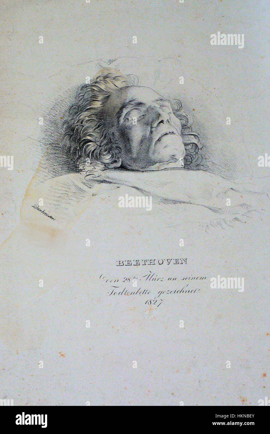 'Beethoven am Totenbett' is a lithograph depicting the last moments of ...
