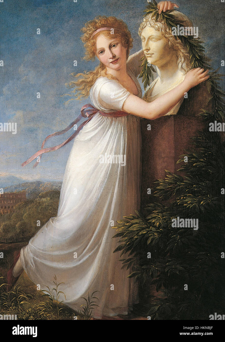 A portrait of Ida Brun with the bust of her mother, capturing a moment ...