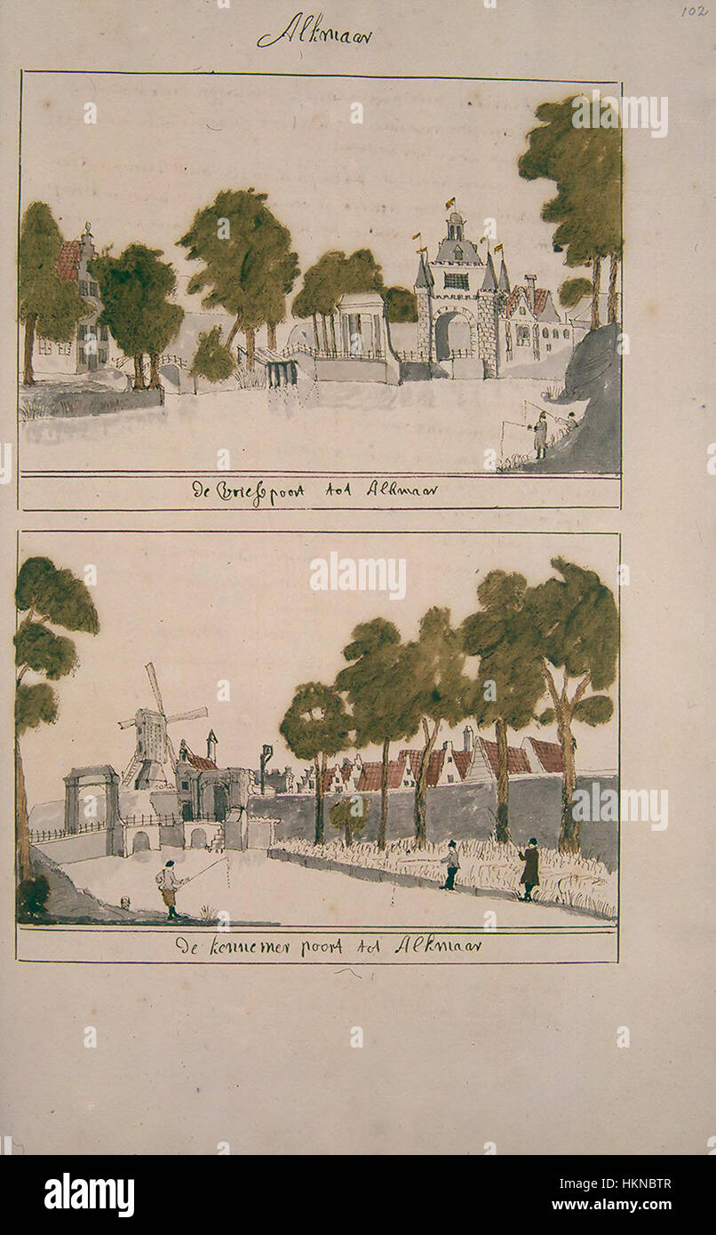 This historical map illustration depicts the region of Alkmaar, Noord ...