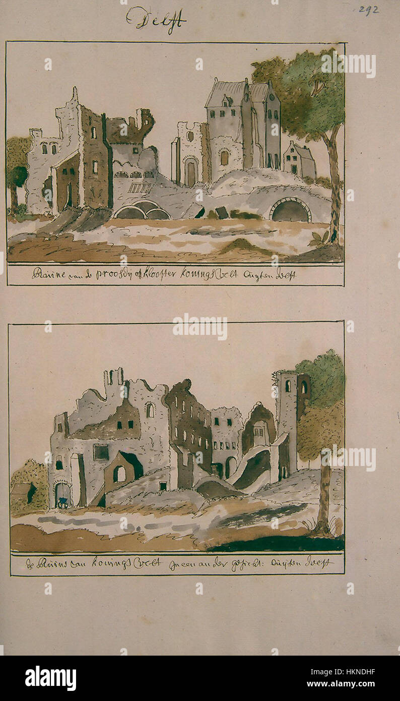 This historical painting by Atlas Schoemaker portrays the city of Delft in the Zuid-Holland ...