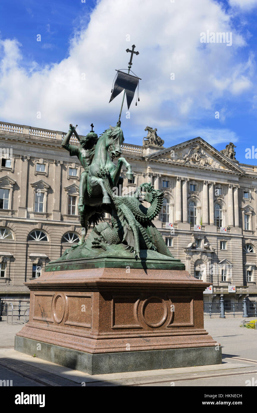 A bronze sculpture of Saint George slaying the dragon, Berlin, Germany ...