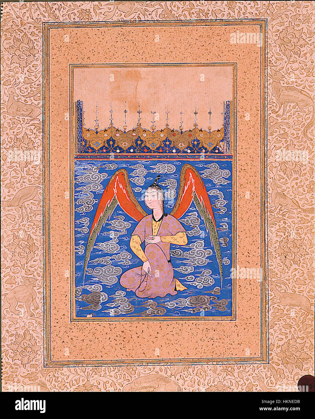 The painting titled 'An Airborne Peri with a Rosary' is an imaginative ...