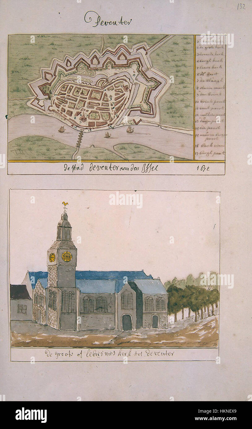 An atlas map detailing the region of Overijssel and the city of ...