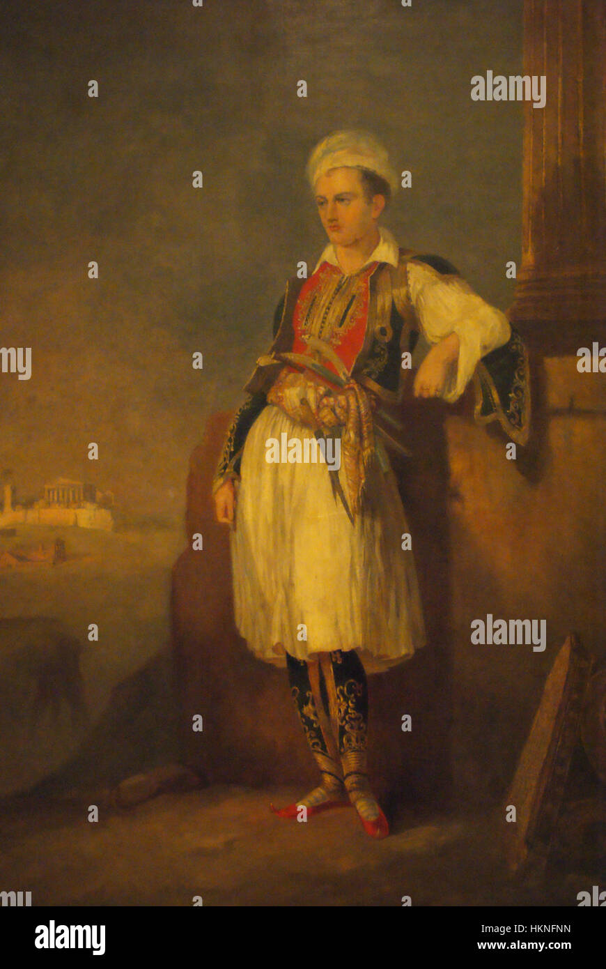 The painting 'Byron in Greek Costume' depicts the Romantic poet Lord ...