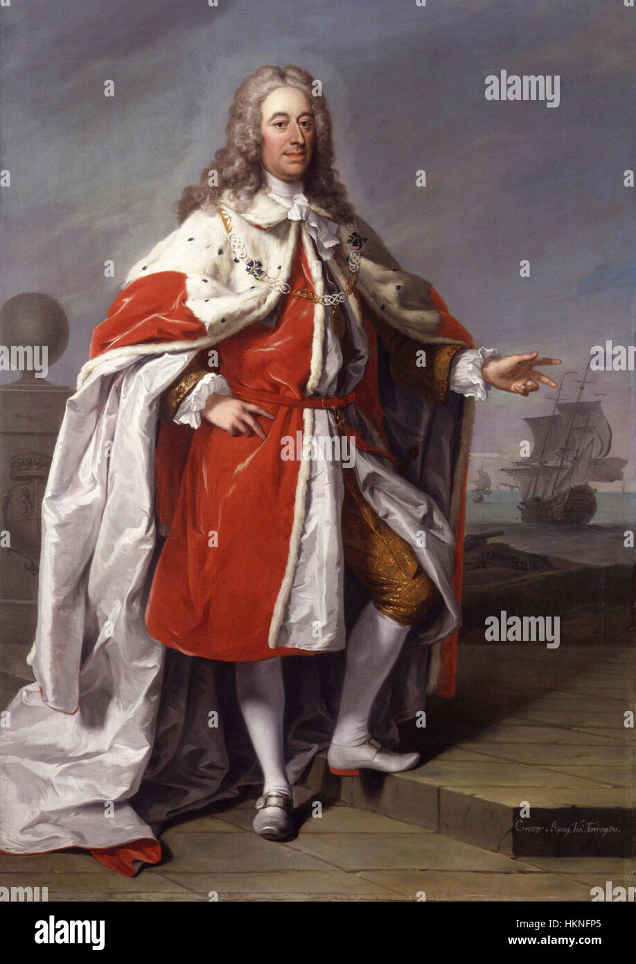 This portrait by Jeremiah Davison depicts George Byng, 1st Viscount ...