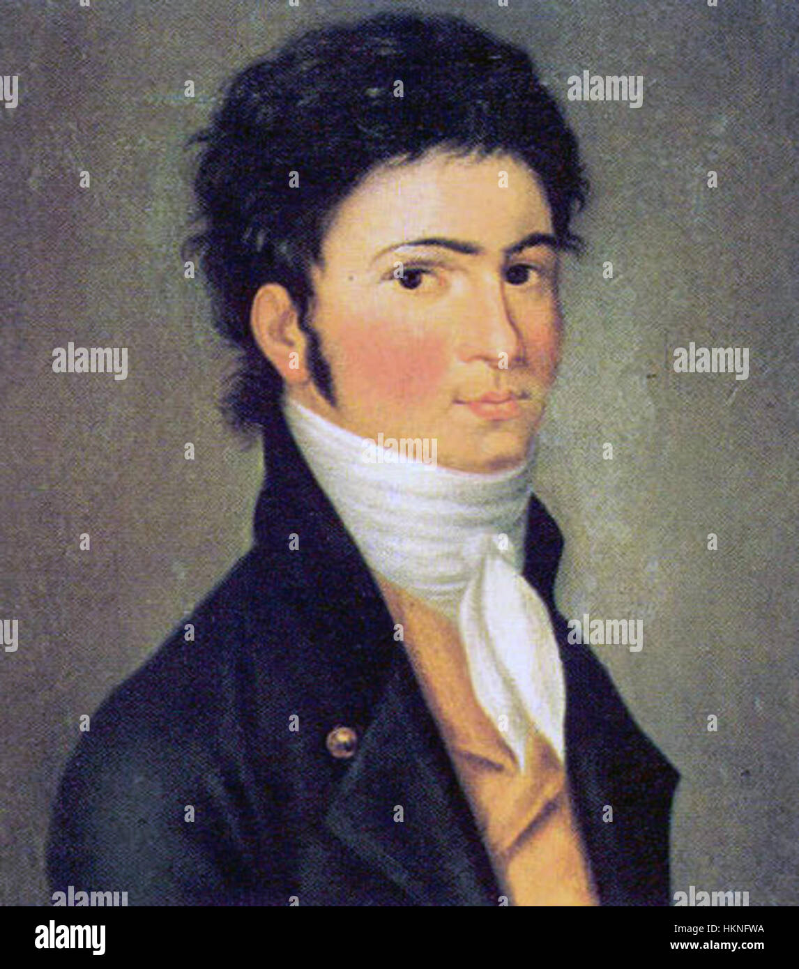 This oil painting from 1801 depicts Beethoven, the renowned composer ...
