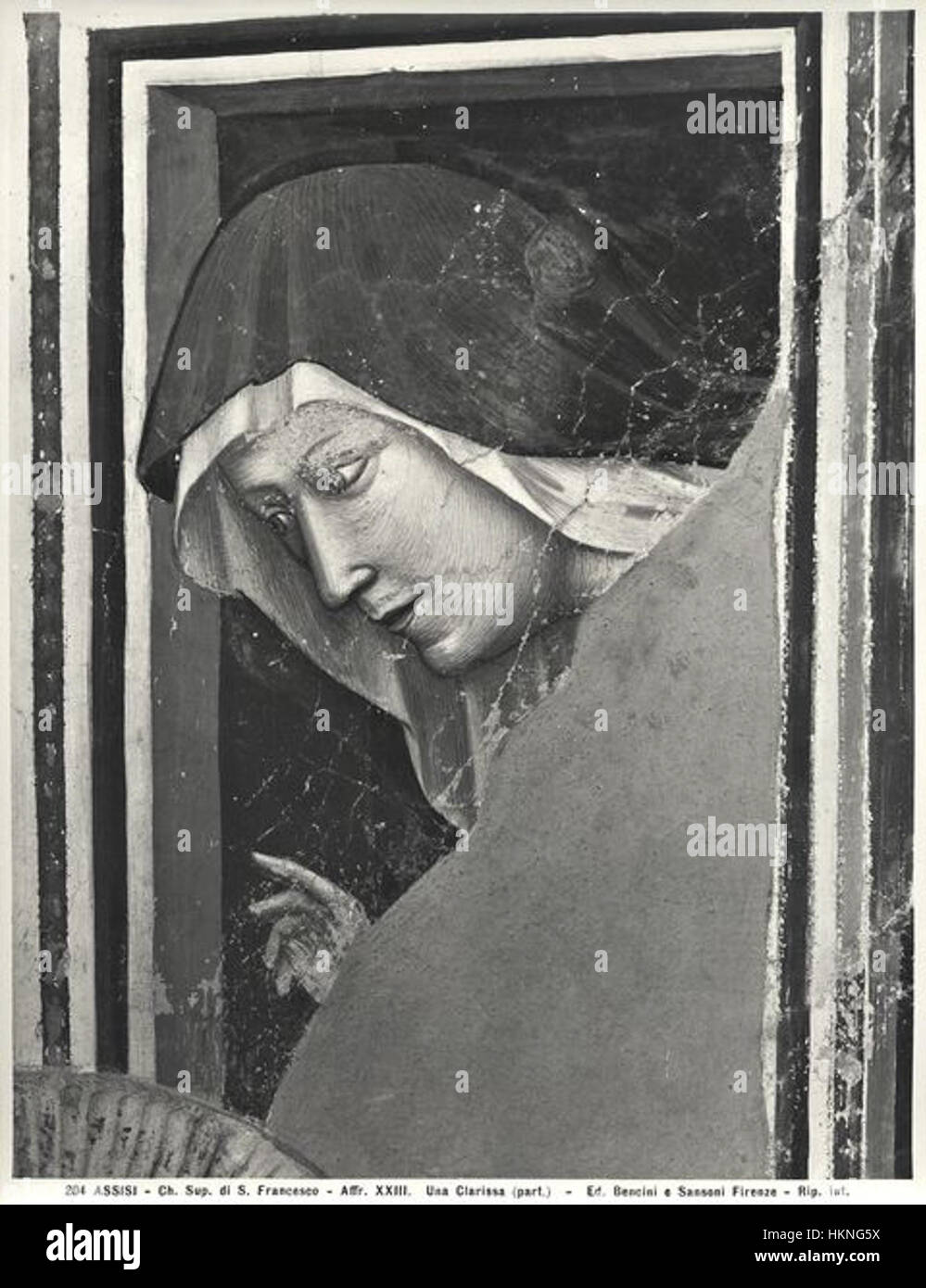 A work by Giotto depicting the mourning of St. Clare and her companions ...