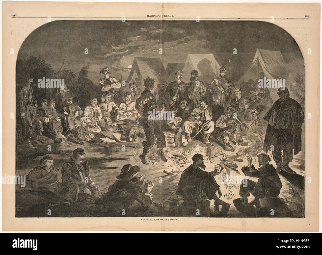 This 19th-century painting, 'A Bivouac Fire on the Potomac ...