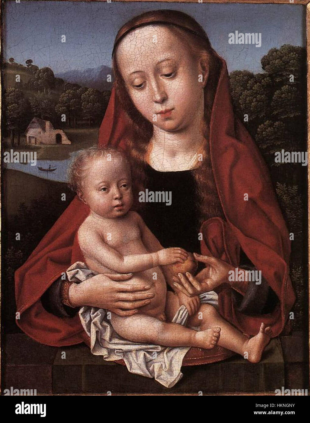 The painting 'Virgin and Child' by an unknown 15th-century artist represents the Virgin Mary ...