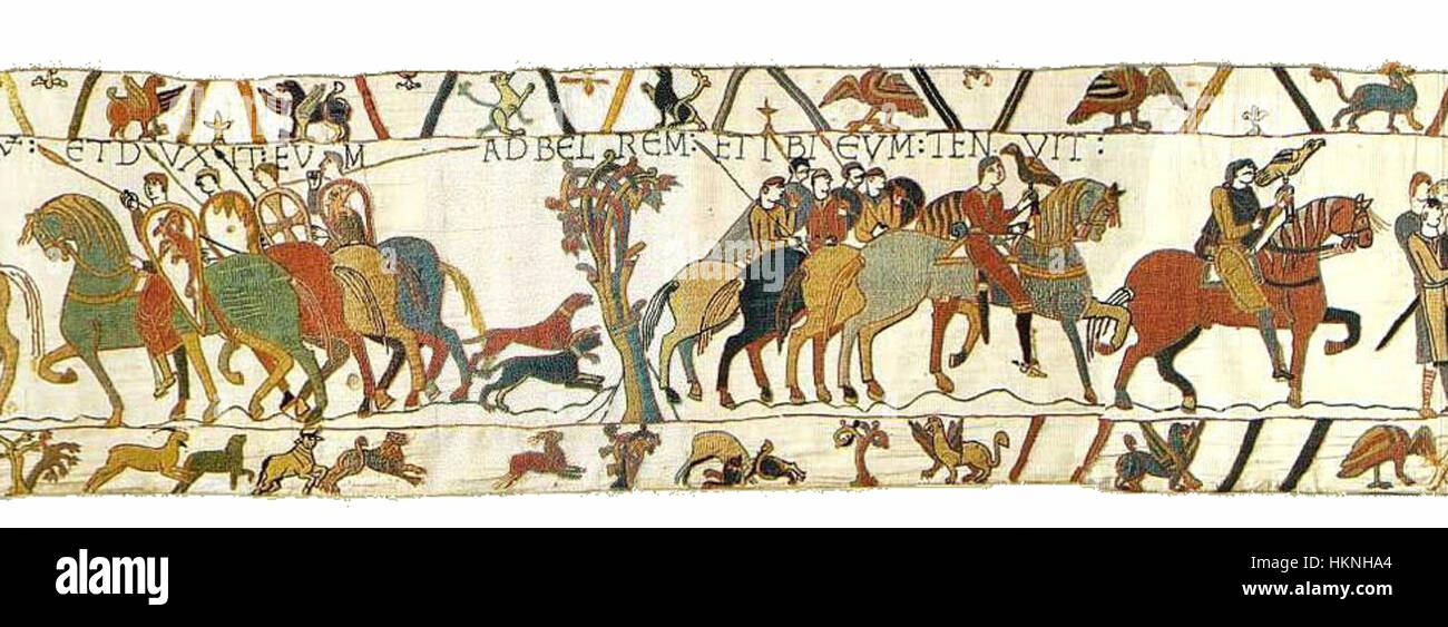 The Bayeux Tapestry is a medieval embroidered cloth depicting the ...