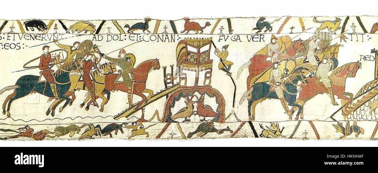 Scene 18a of the Bayeux Tapestry depicts an important moment in the ...