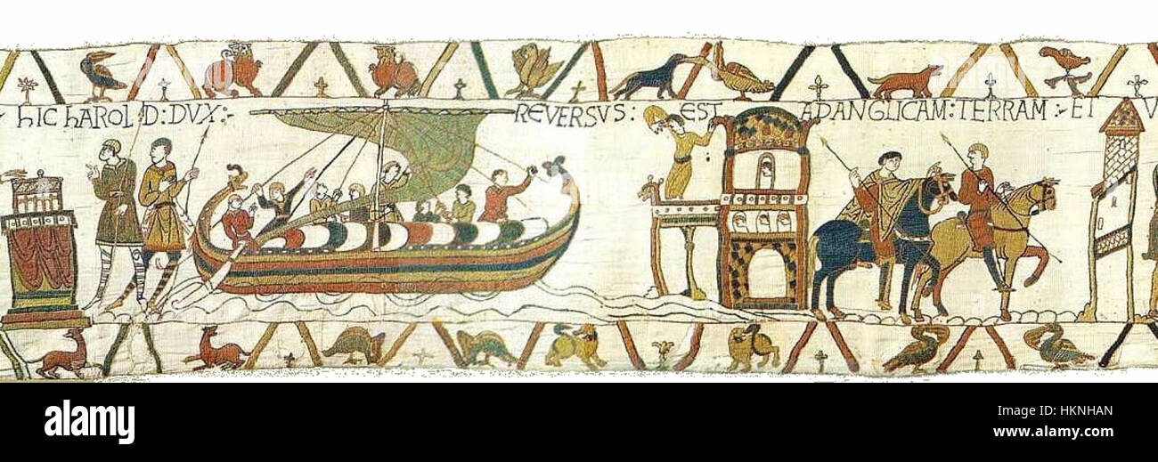 Scene 24 from the Bayeux Tapestry depicts the pivotal moment of the ...