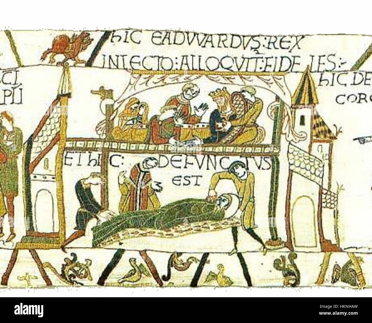 Scenes 27-28 of the Bayeux Tapestry depict key moments from the Norman ...