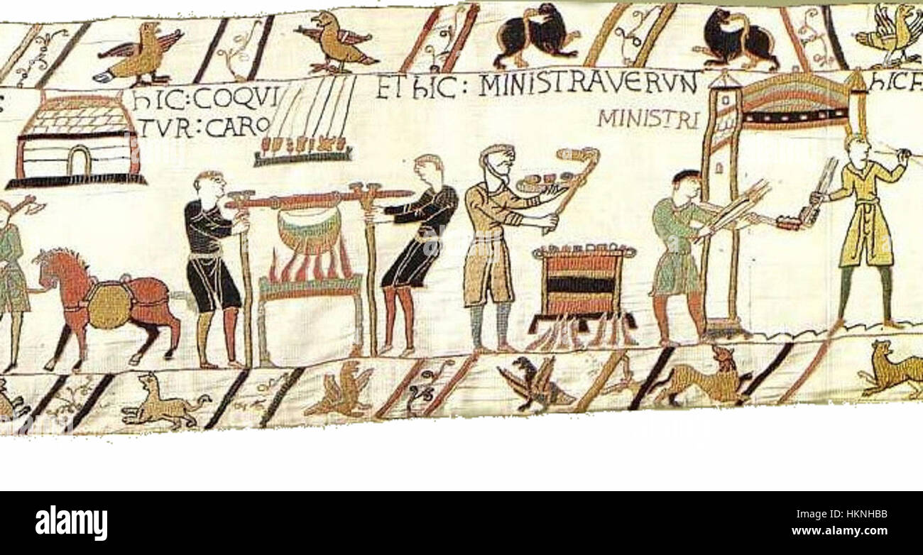 Scene 42 of the Bayeux Tapestry depicts the Norman Conquest of England ...