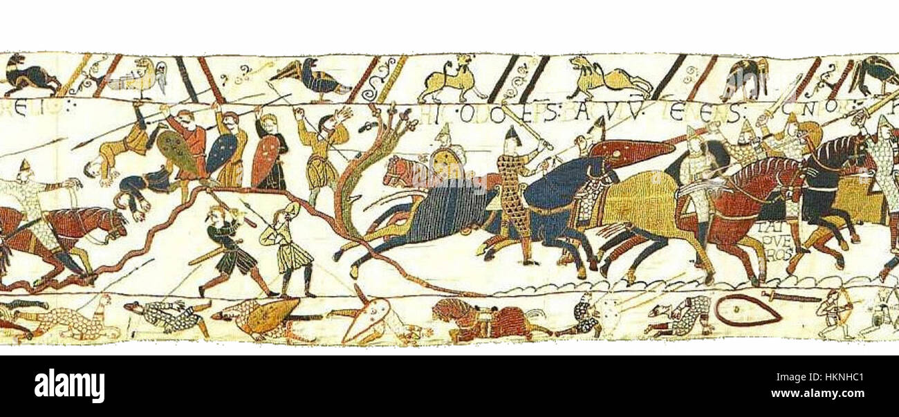 Scene 54 of the Bayeux Tapestry depicts a key moment from the Norman ...