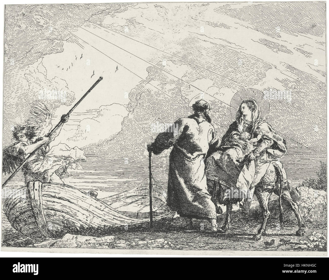 A historical depiction of the Flight into Egypt, a subject captured by ...