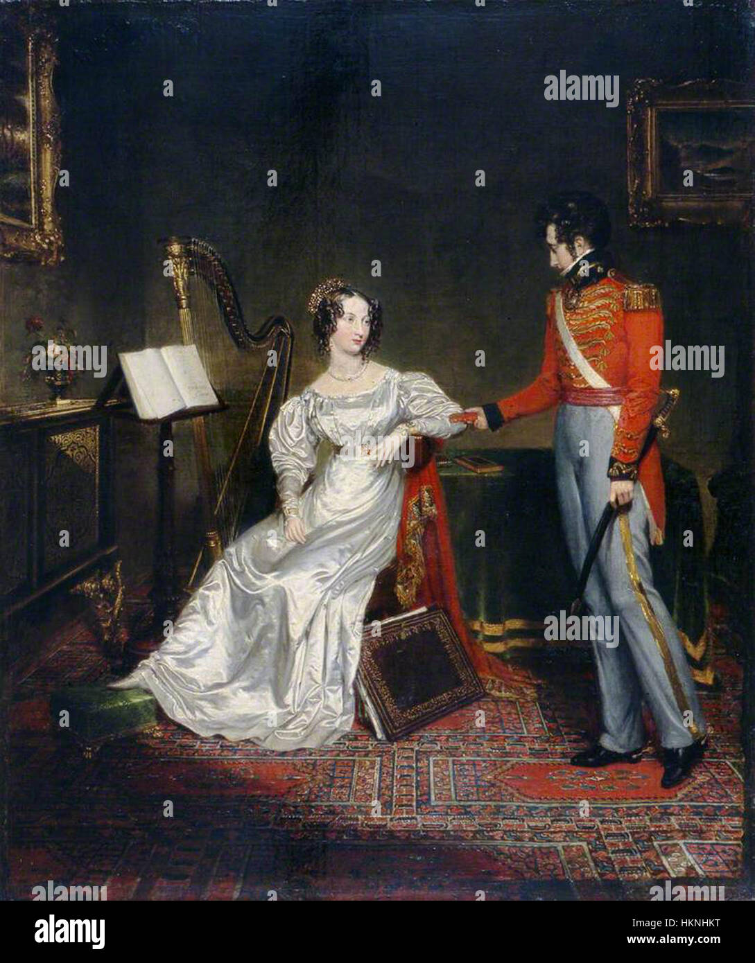 This painting depicts the betrothal of Charlotte and Leopold, capturing ...
