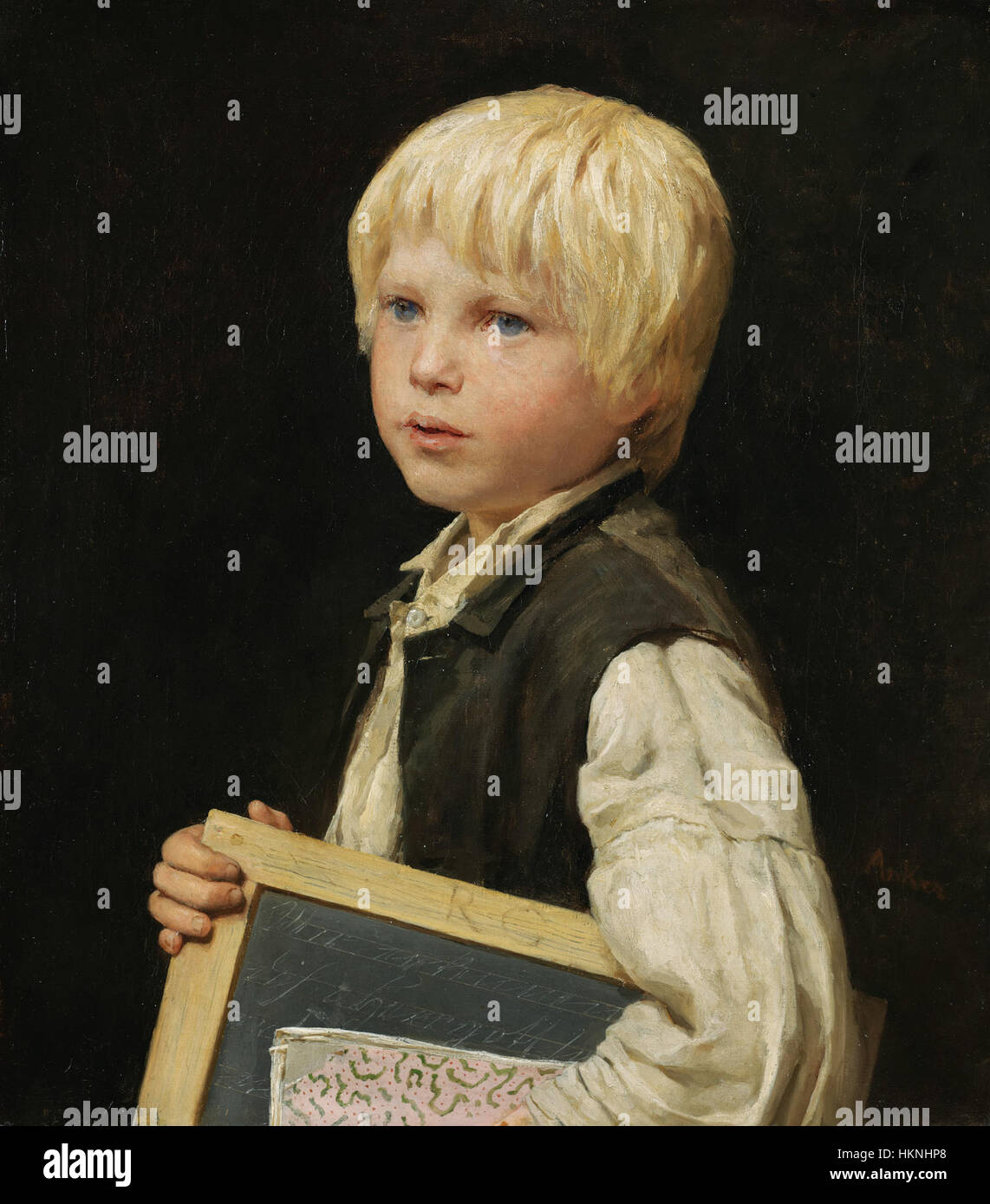 Albert Anker - Schulknabe (ca. 1875 Stock Photo - Alamy