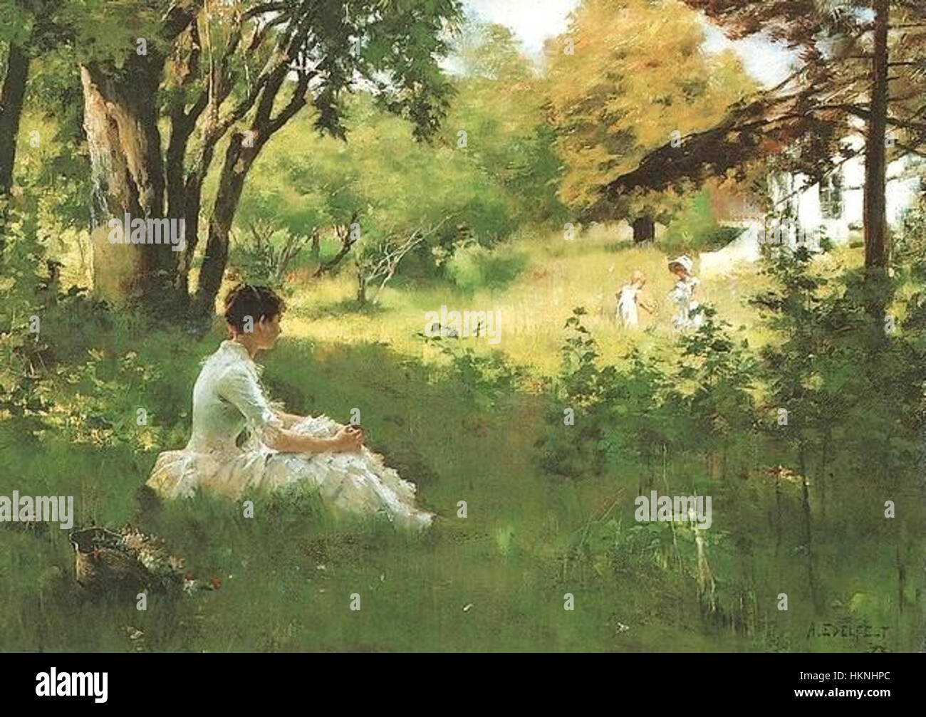 *Summer*, an oil painting by Finnish artist Albert Edelfelt, portrays ...