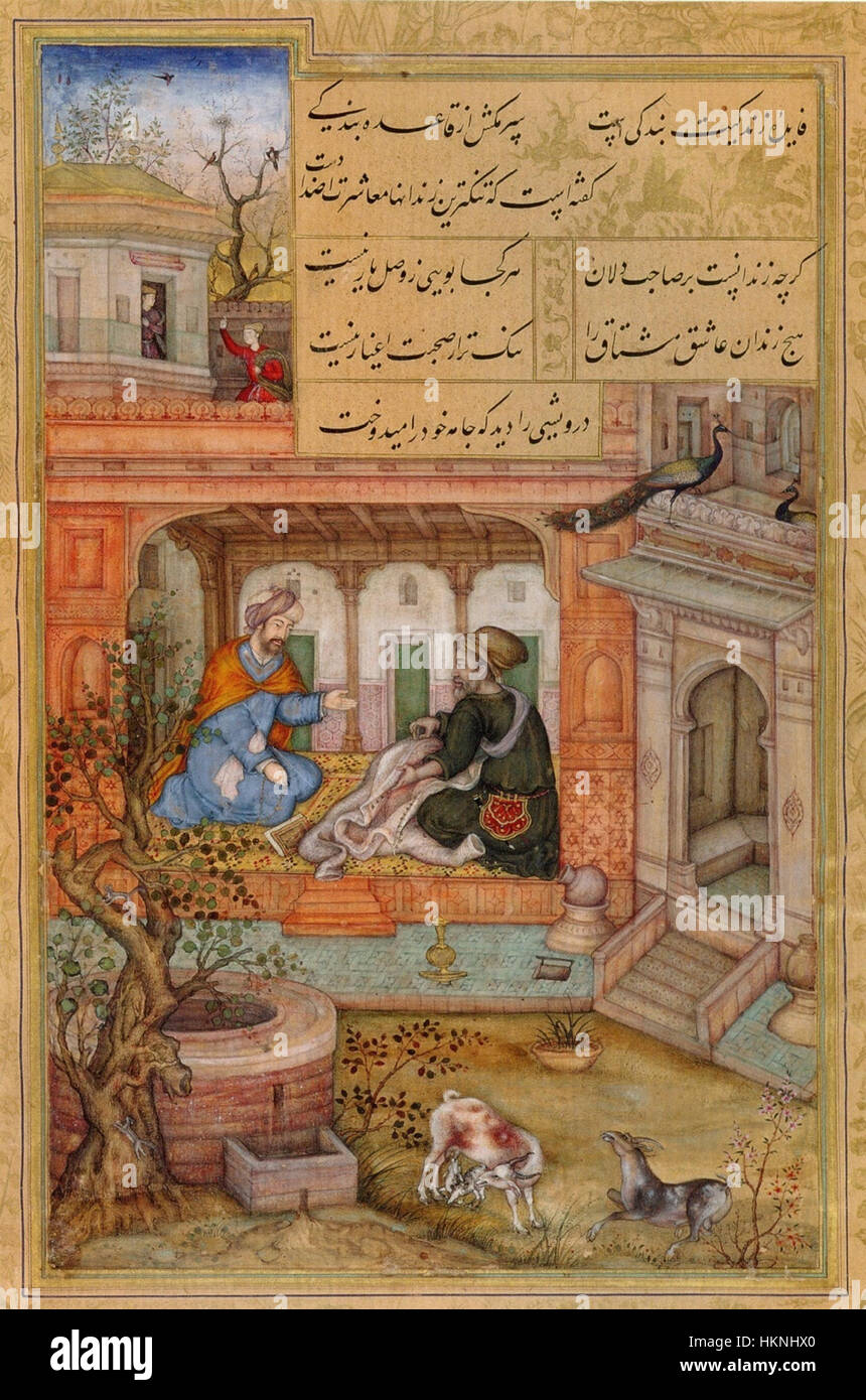 This miniature painting by Basawan illustrates 'The Vain Dervish and ...