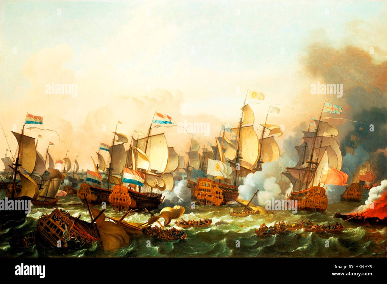 Depiction of the Battle of Barfleur on May 19, 1692, during the War of ...