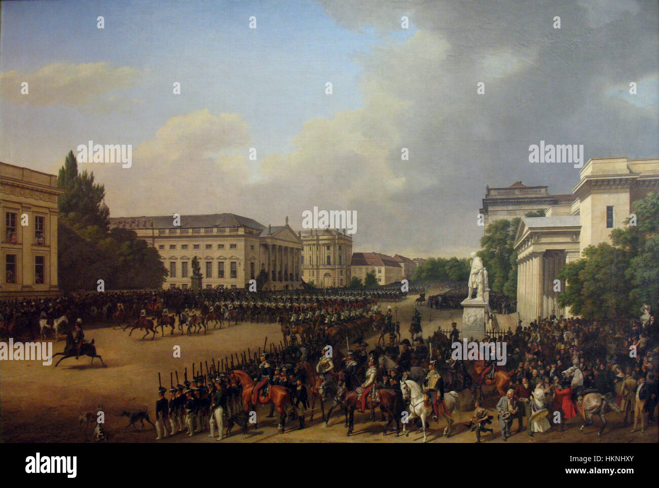 This artwork depicts the 1822 Krueger Parade at Opernplatz, offering a ...