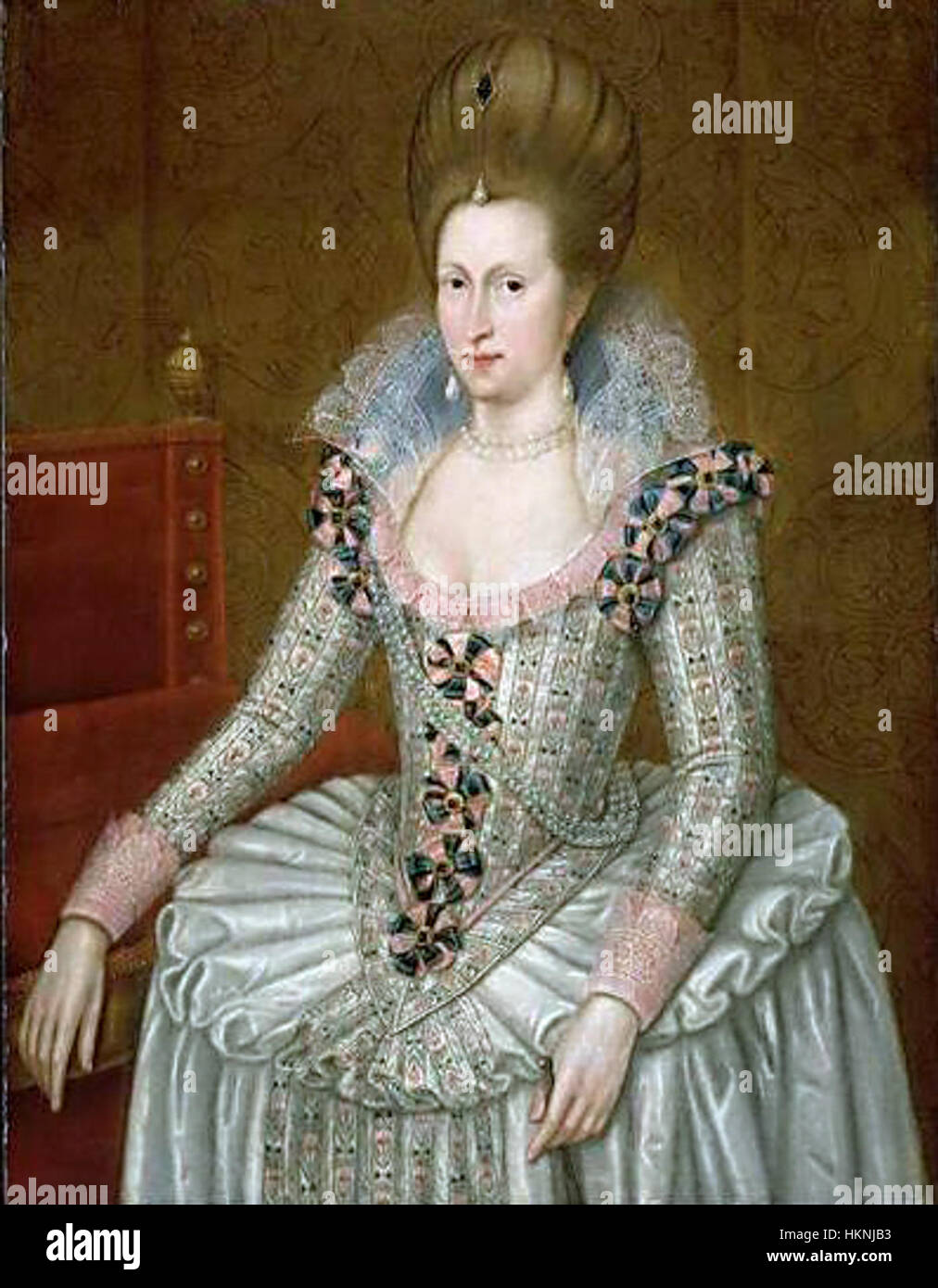 This portrait of Anne of Denmark from 1605 depicts the queen consort of ...