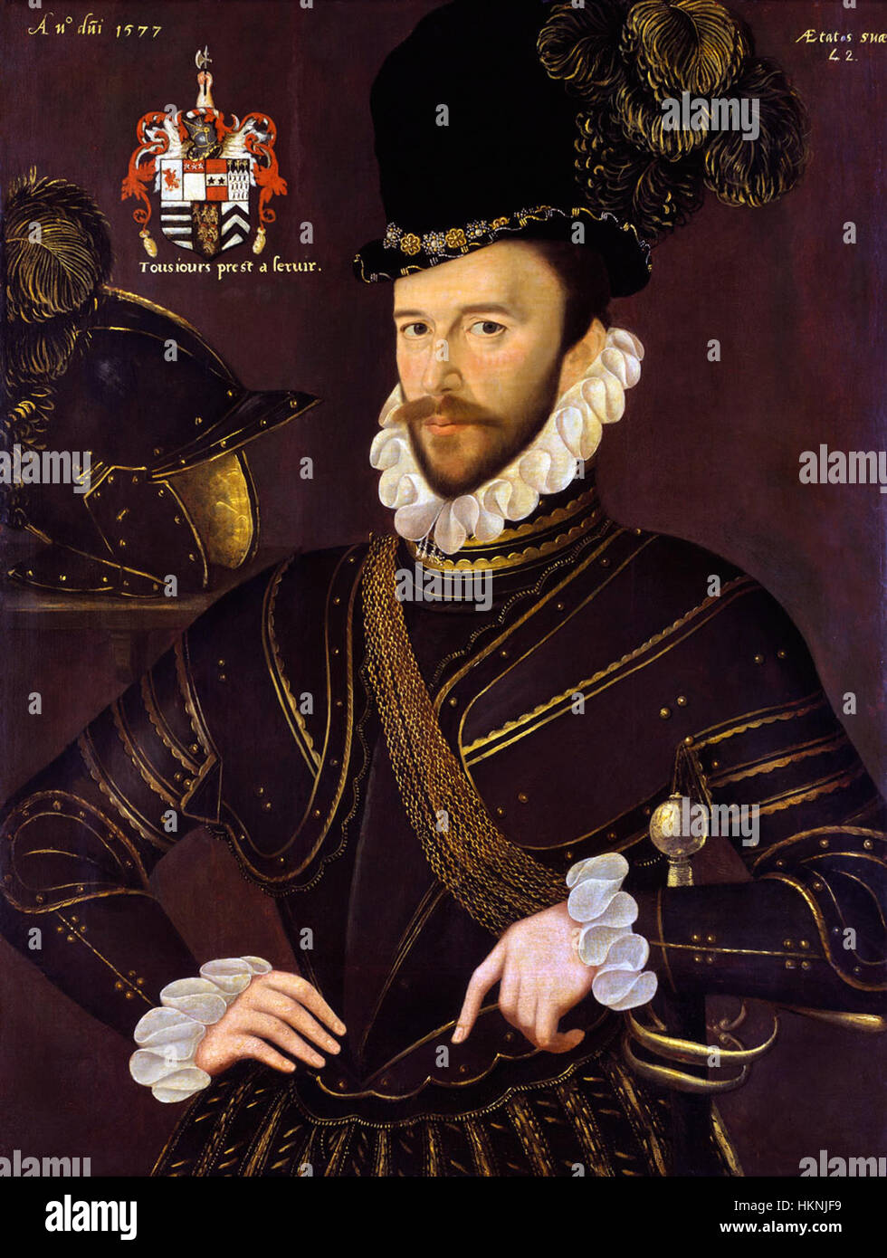 This 1577 portrait by Richard Drake of George Gower depicts the ...
