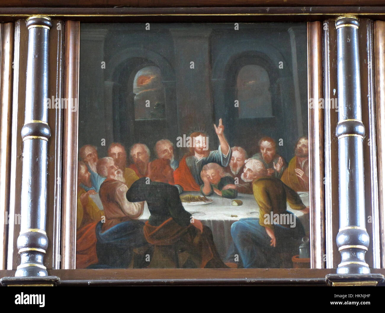 This artwork represents the Protestant church of Berstett, capturing ...