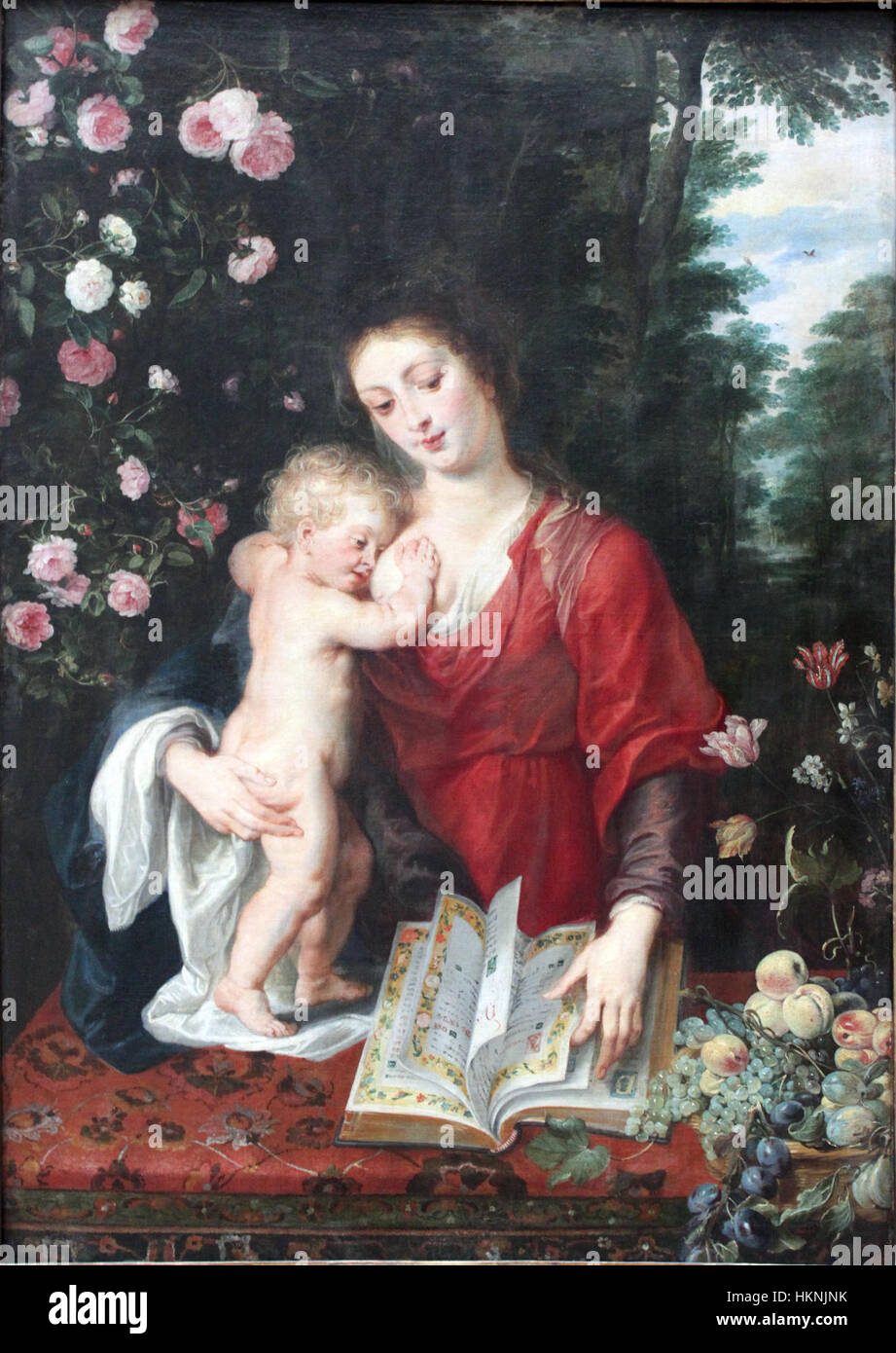 This 1627 oil painting by Peter Paul Rubens, titled 'Maria mit dem Kind,' depicts the Virgin ...