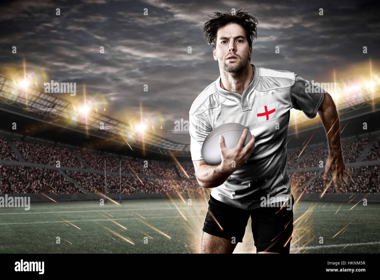 English rugby player, wearing a white unifrme in a stadium Stock Photo ...