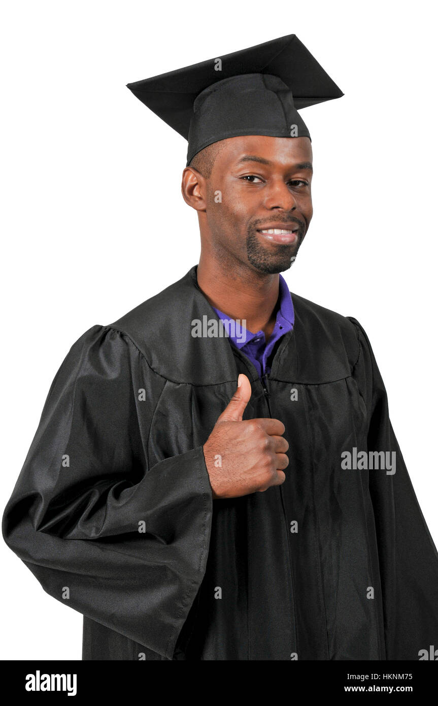 Young black African American man in his graduation robes Stock Photo ...