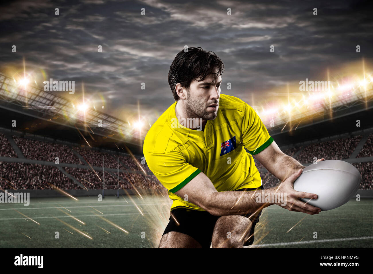 Australian rugby player, wearing a yellow uniform in a stadium Stock ...