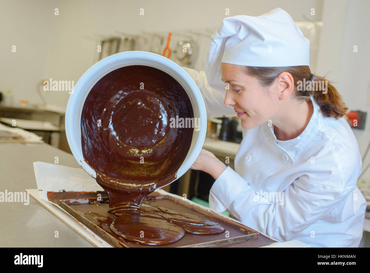 baker cooking a chocolate dessert Stock Photo - Alamy