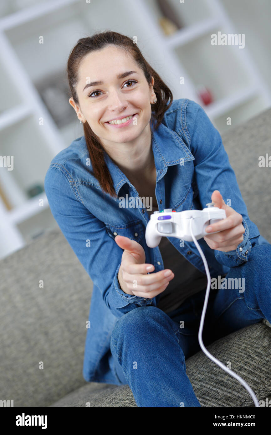 girl playing game Stock Photo - Alamy
