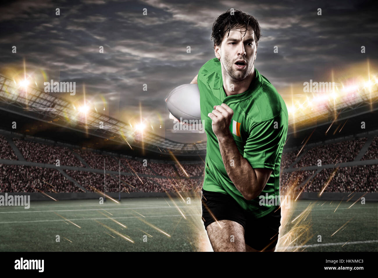 Irish rugby player, wearing a green uniform in a stadium Stock Photo ...