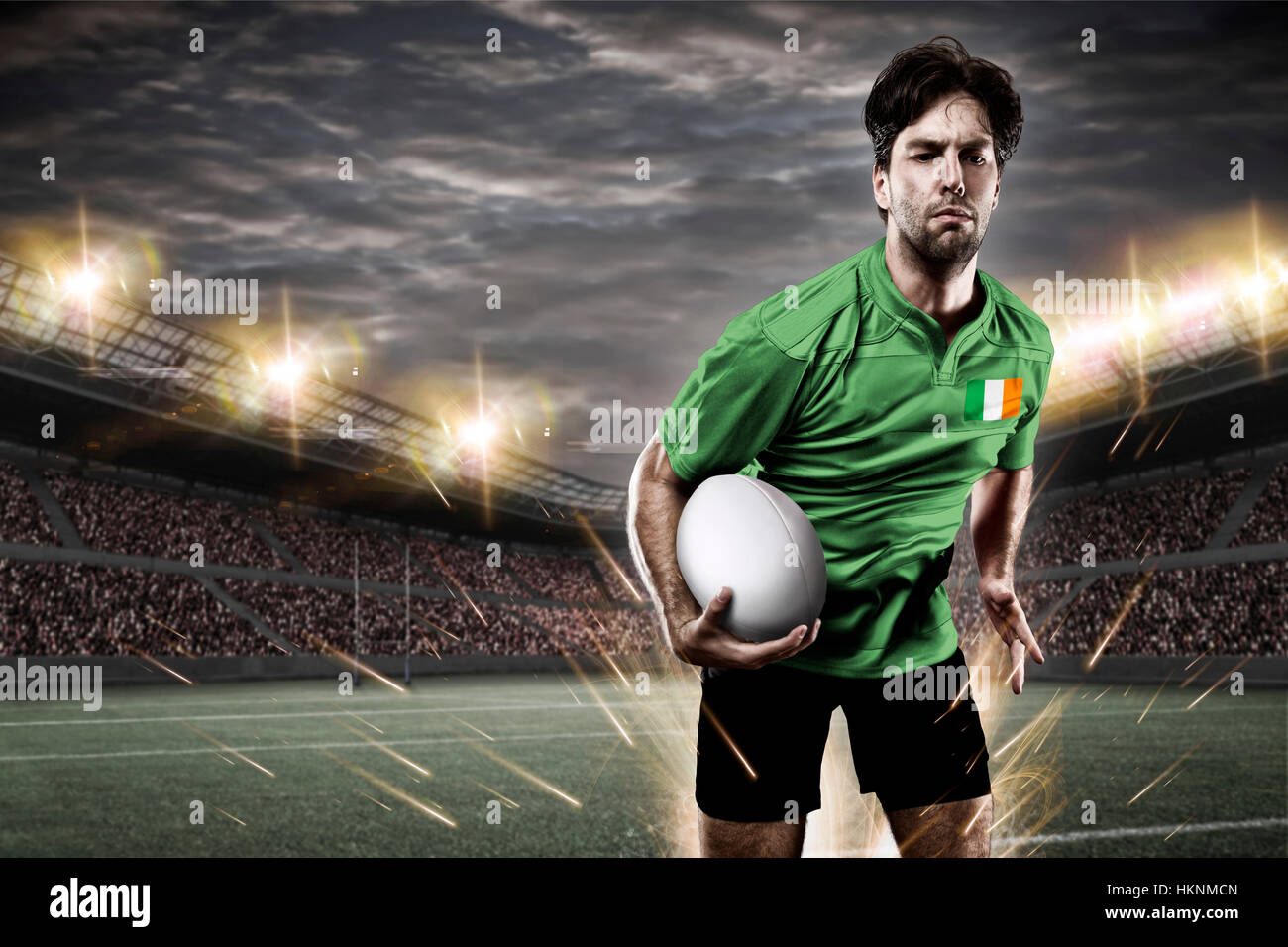 Irish rugby player, wearing a green uniform in a stadium Stock Photo ...