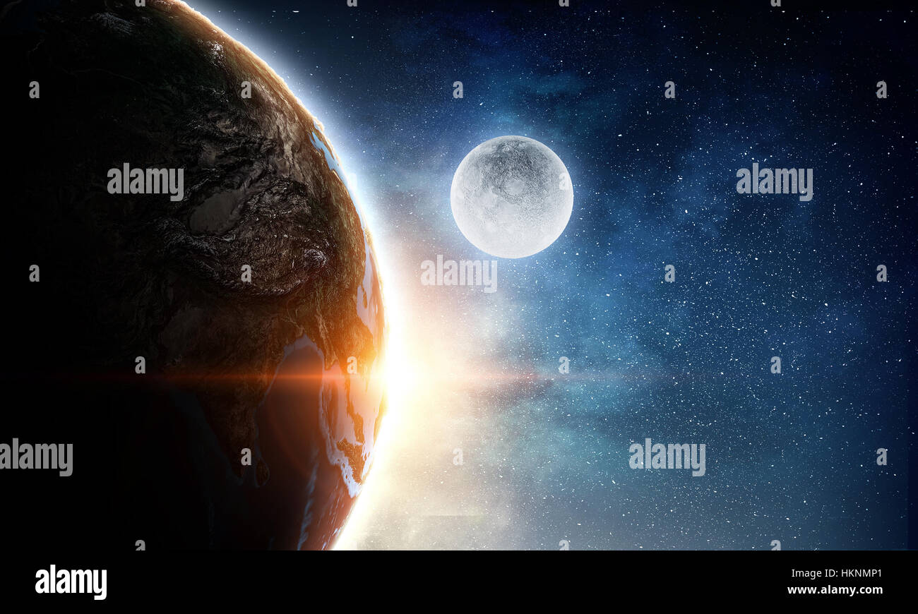 Composite image of moon and earth planets. Elements of this image ...
