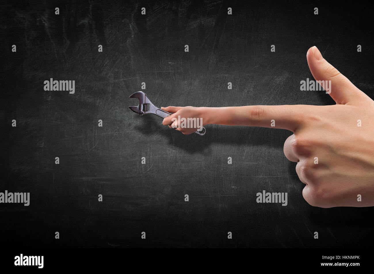 Handyman concept with person hand and adjustable wrench Stock Photo - Alamy